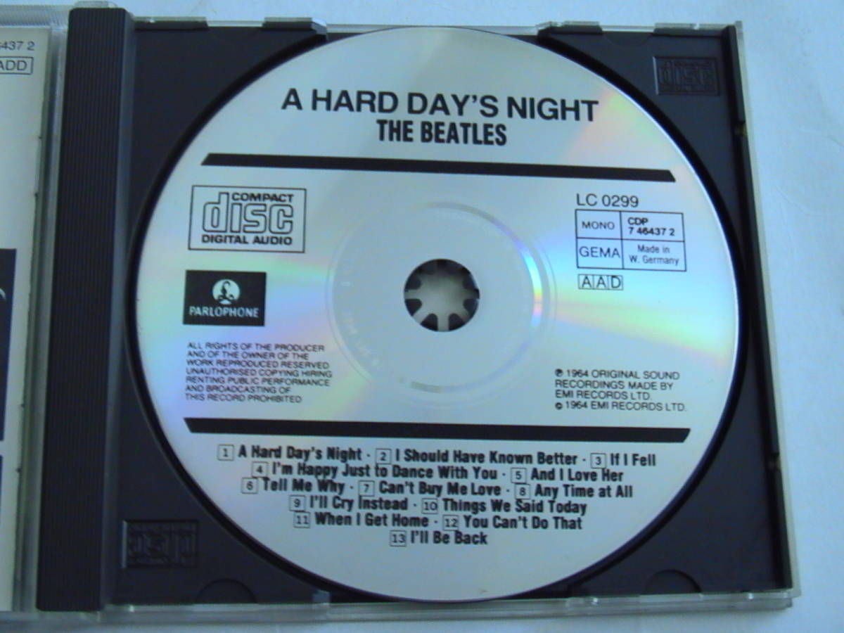 全面銀圏蒸着盤 W.Germany盤 THE BEATLES / A HARD DAY'S NIGHT CDP 7 46437 2 2896 ...