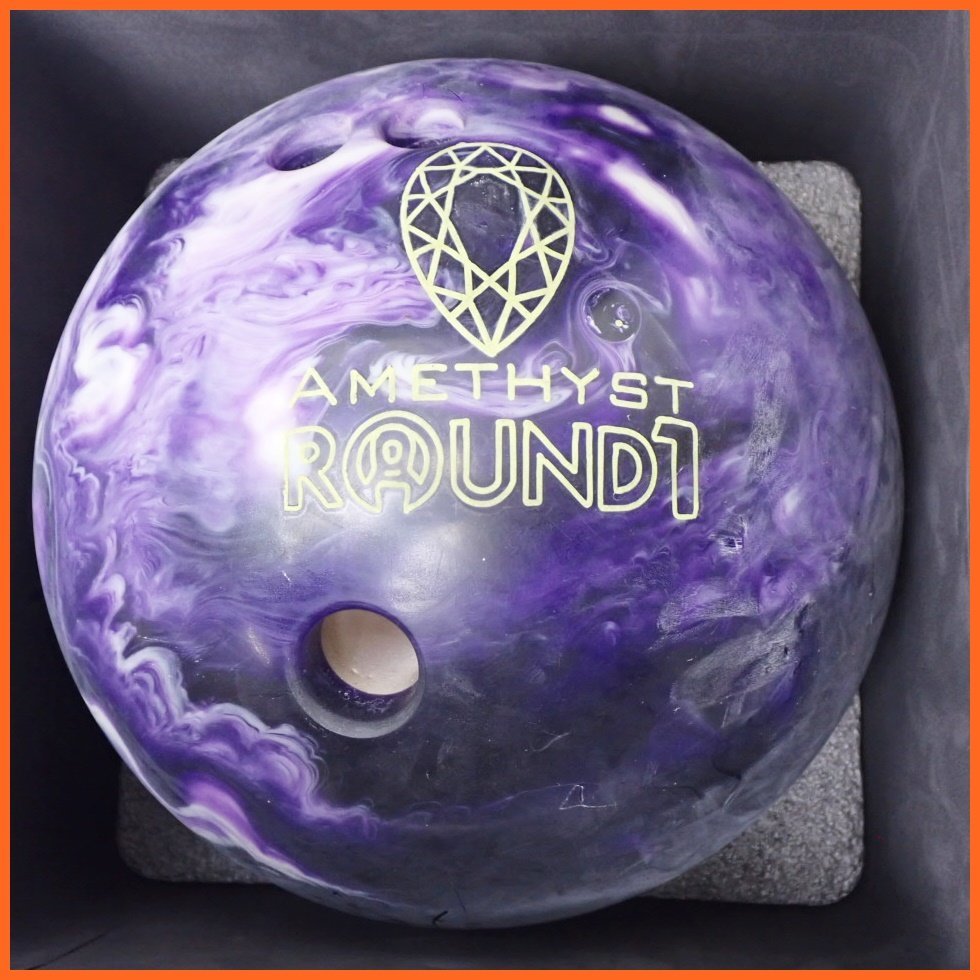 ROUND1/ラウンドワン アメジスト ボウリングボール 円周約68cm/パープル/マーブル柄/ケース付き&0000000911(ボール)｜売買されたオークション情報、yahooの商品情報を ...