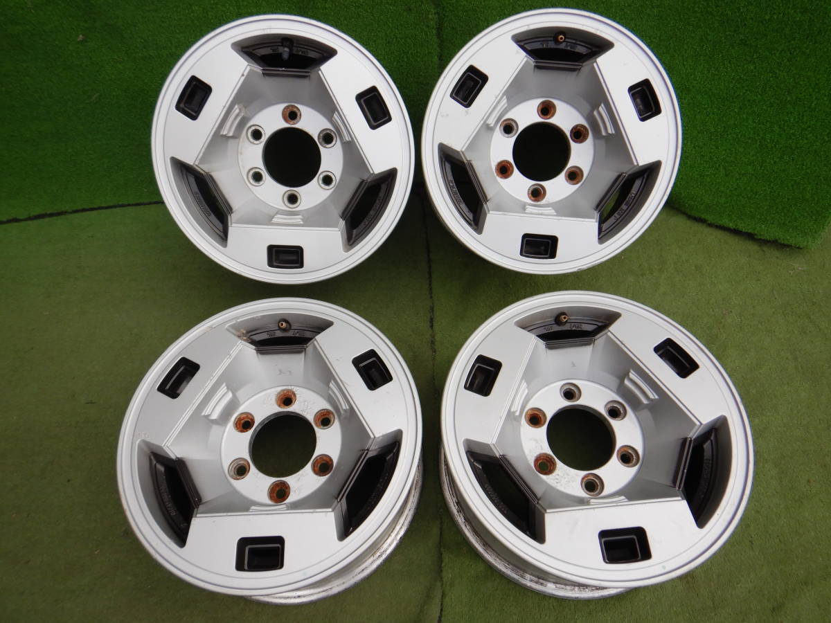 NISSAN純正 DF5J 激レア 7JJ×15 OFF:+10 PCD139.7-6H ハブ径；100mm 傷 汚れ 錆 塗装がれ等あり 4 ...