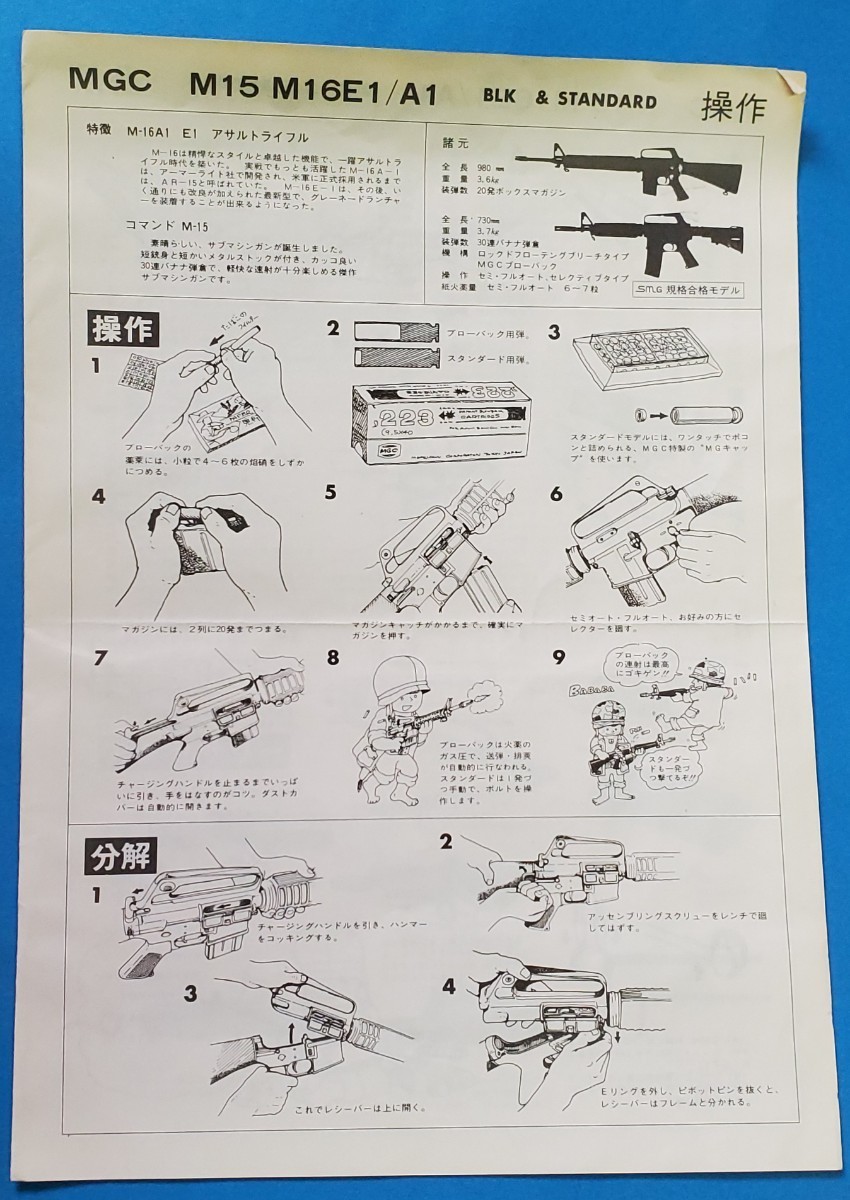 MGC M15 M16E1/M16A1 取扱説明書 操作説明書 分解組立図 パーツリスト 金属モデルガン用(モデルガン)｜売買された ...