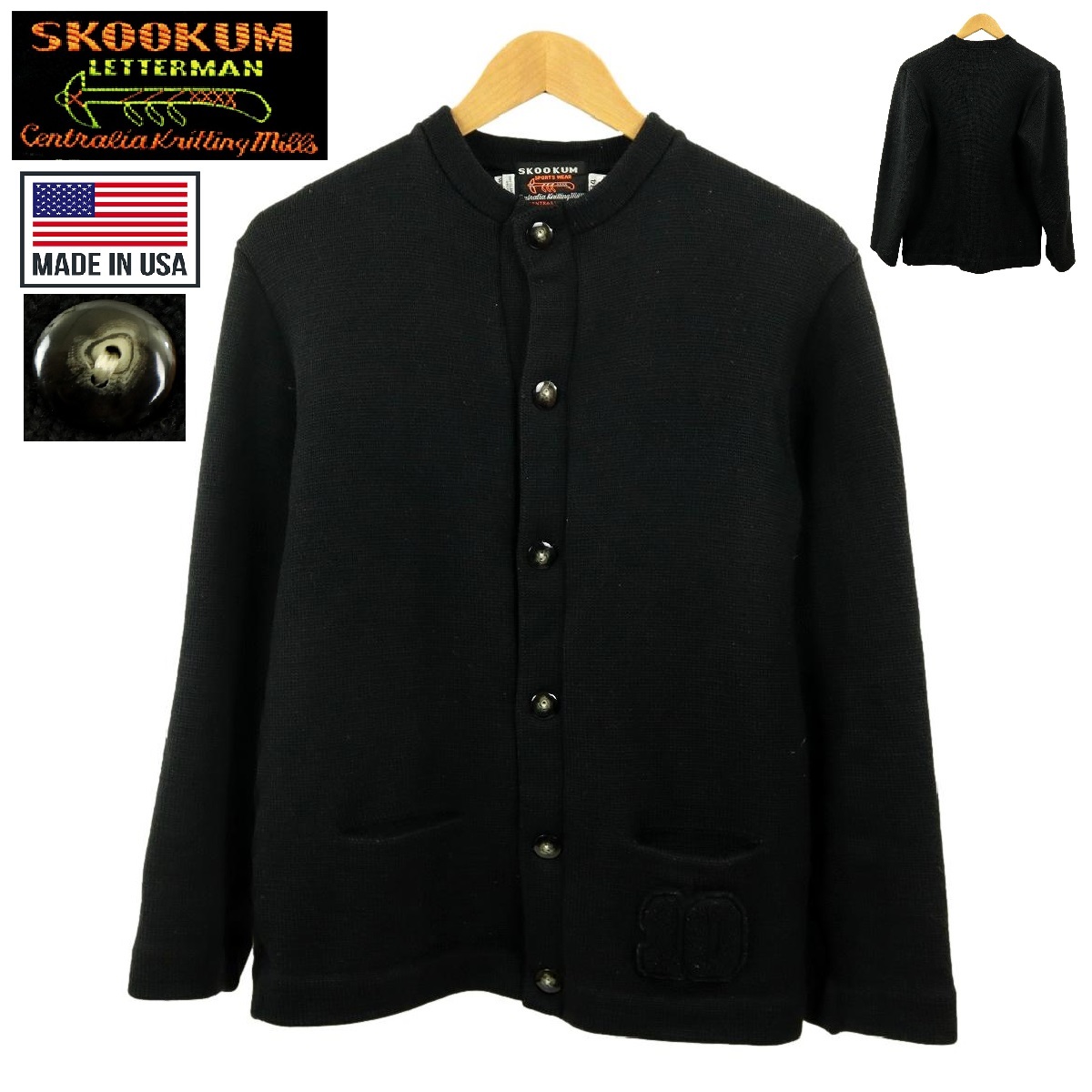 B2439 USA製 SKOOKUM スクーカム レタードカーディガン ウールジャケット サイズ34(カーディガン)｜売買されたオークション ...