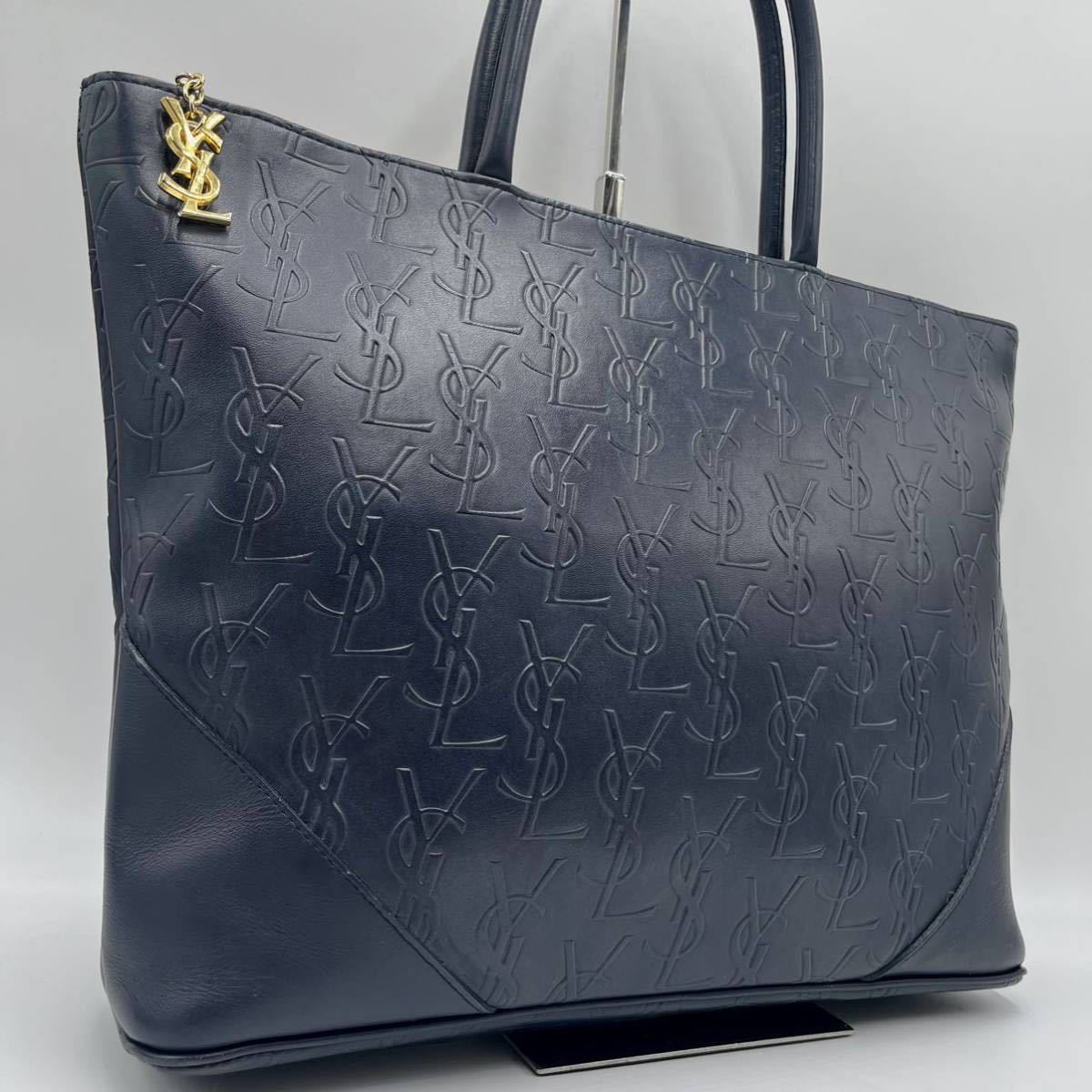 1円 極 Yves Saint-Laurent イヴ サンローラン トートバッグ メンズ ビジネス YSL エンボス 総柄 型押し レザー A4 PC カサンドラ(かばん、バッグ)｜売買された ...