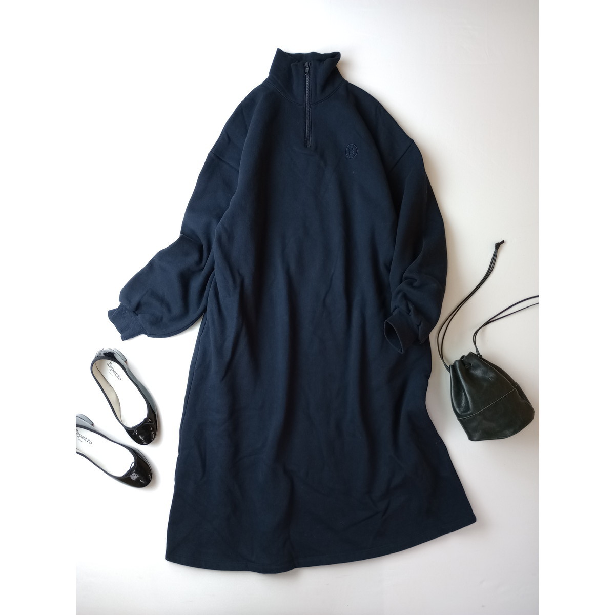 via j ヴィアジェイ のんびり気分にフィットする コットン混 裏起毛 ハーフジップ スウェット ロング ワンピース 53Y+2284(Mサイズ)｜売買されたオークション情報、yahooの ...