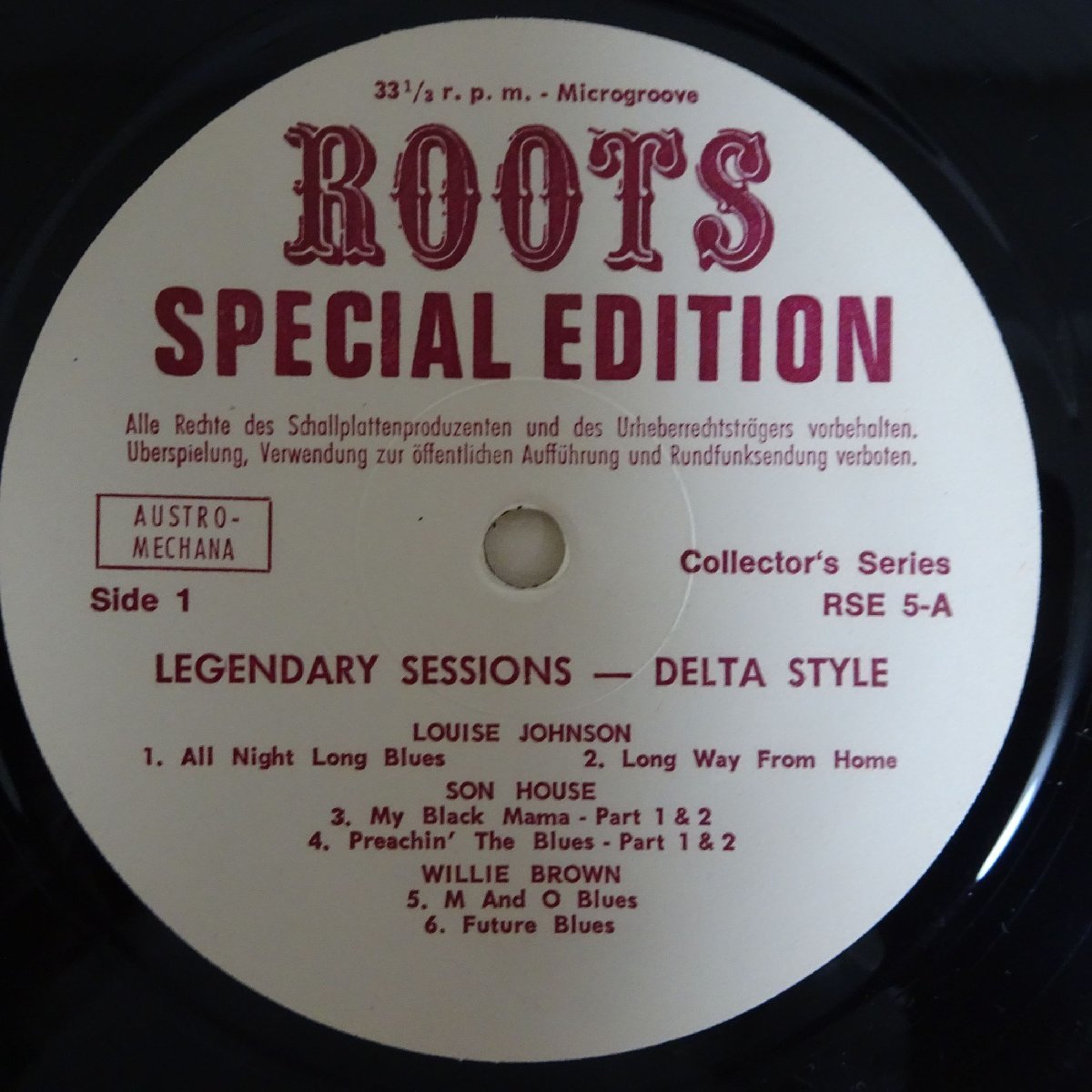 11174693; Austria盤/AUSTRO MECHANA Son House Willie Brown Louise Johnson / Legendary Sessions ...