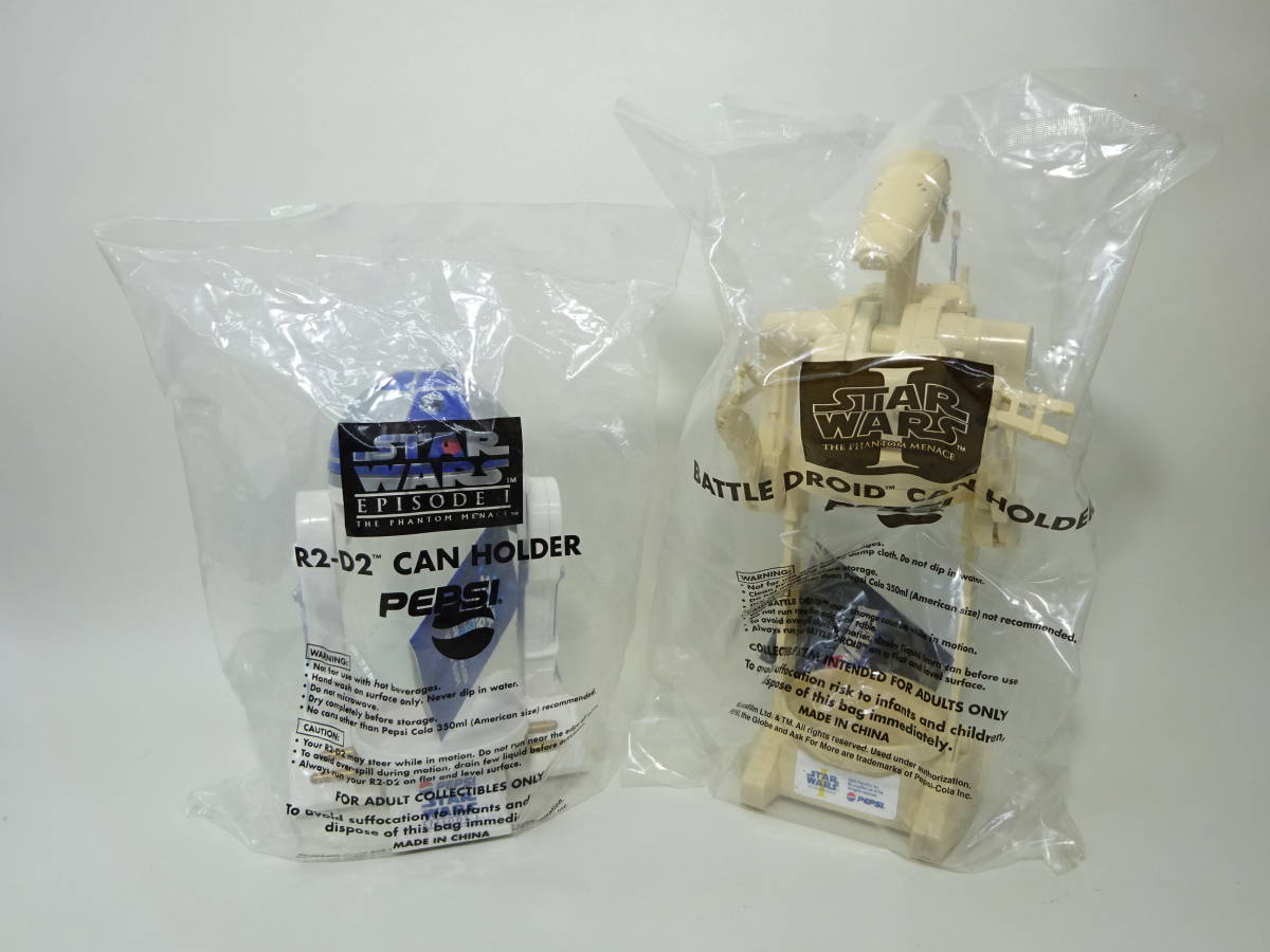 京都8 STAR WARS スターウォーズ PEPSI ぺプシ R2-D2 BATTLE DROID 缶ポルダー CAN HOLDER 2点 ...