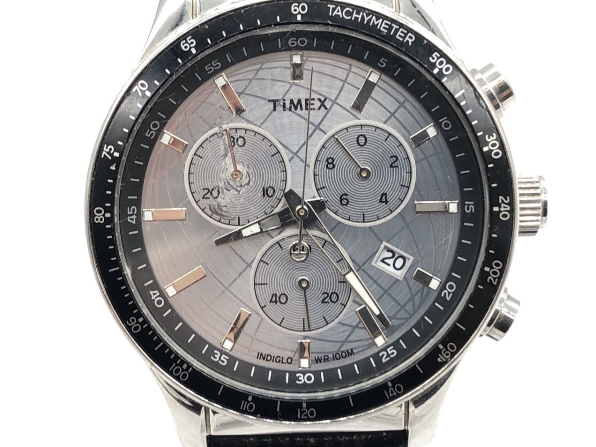 0101-515S⑥22688 腕時計 TIMEX タイメックス CR2016 CELL INDIGLO WR 100M クロノグラフ ...