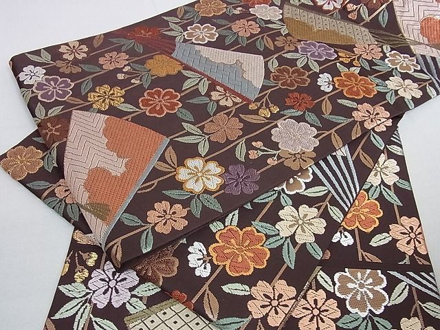 平和屋2 六通柄袋帯 唐織 枝垂桜扇面文 金糸 逸品 ic9807(仕立て上がり)｜売買されたオークション情報、yahooの商品情報を ...