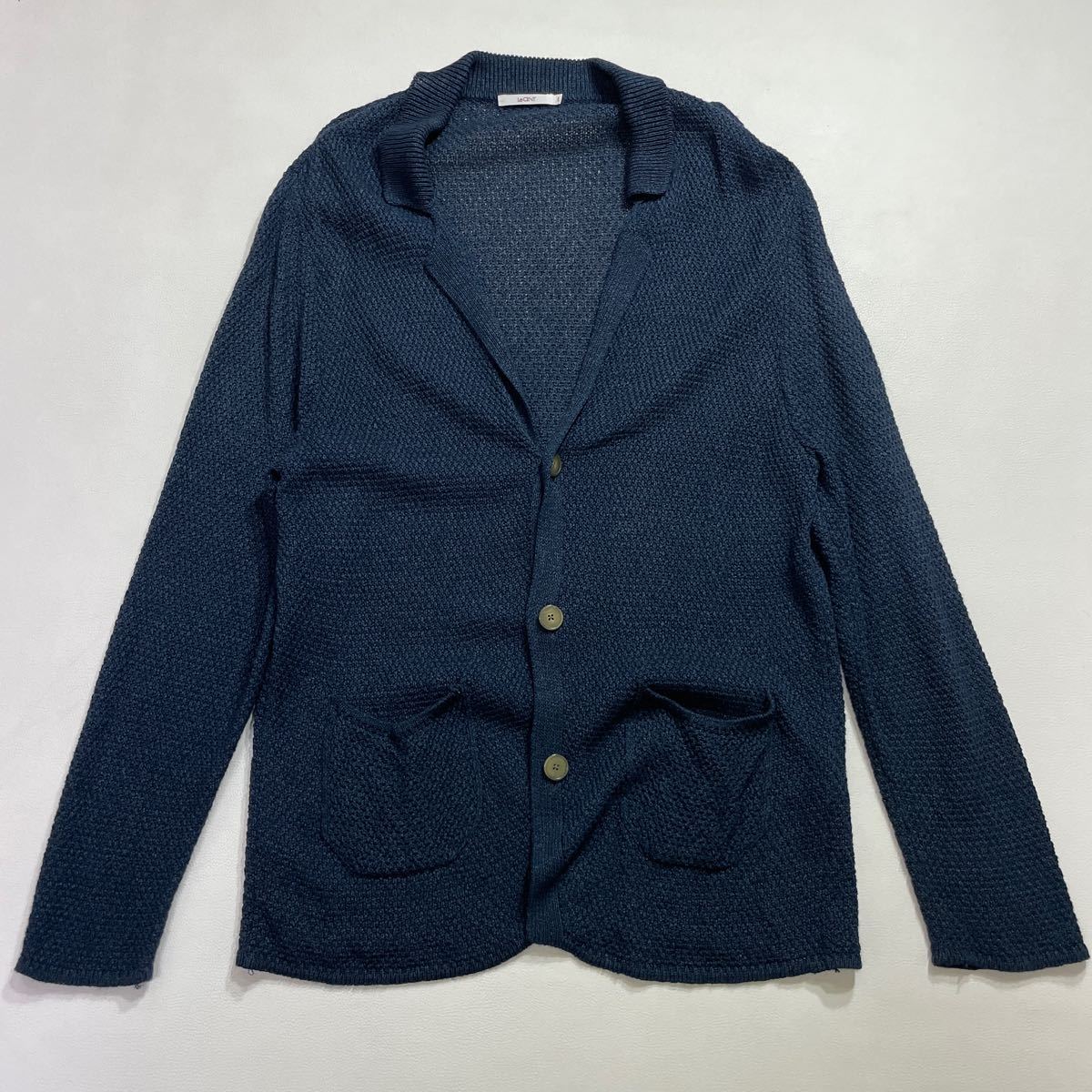 264 LeCENT レセント レーヨン 和紙ブレンド ニット ジャケット カーディガン サイズL 薄地 羽織り 日本製 ネイビー 紺 40112P(カーディガン)｜売買されたオークション情報 ...