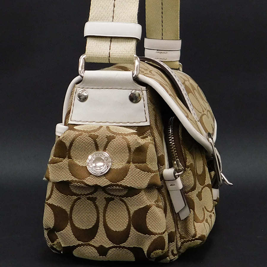 1円 極 コーチ ショルダーバッグ 6835 ブラウン系 キャンバス シグネチャー COACH E.Bme.An-26(その他)｜売買された ...