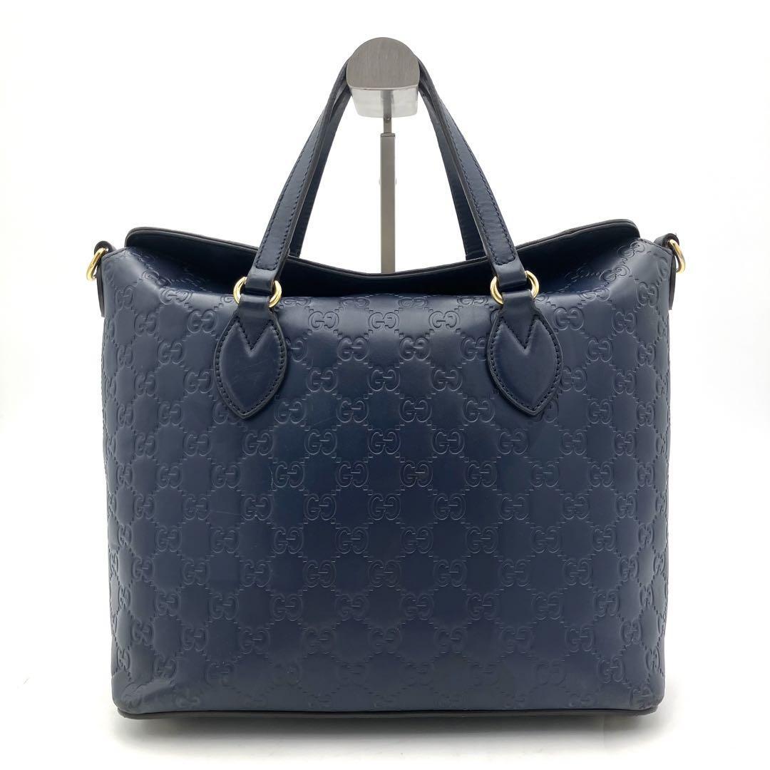 197 1円スタート GUCCI グッチ 2way GG シマ ハンドバッグ ショルダーバッグ ネイビー レザー 斜め掛け メンズ レディース(かばん、バッグ)｜売買されたオークション情報 ...