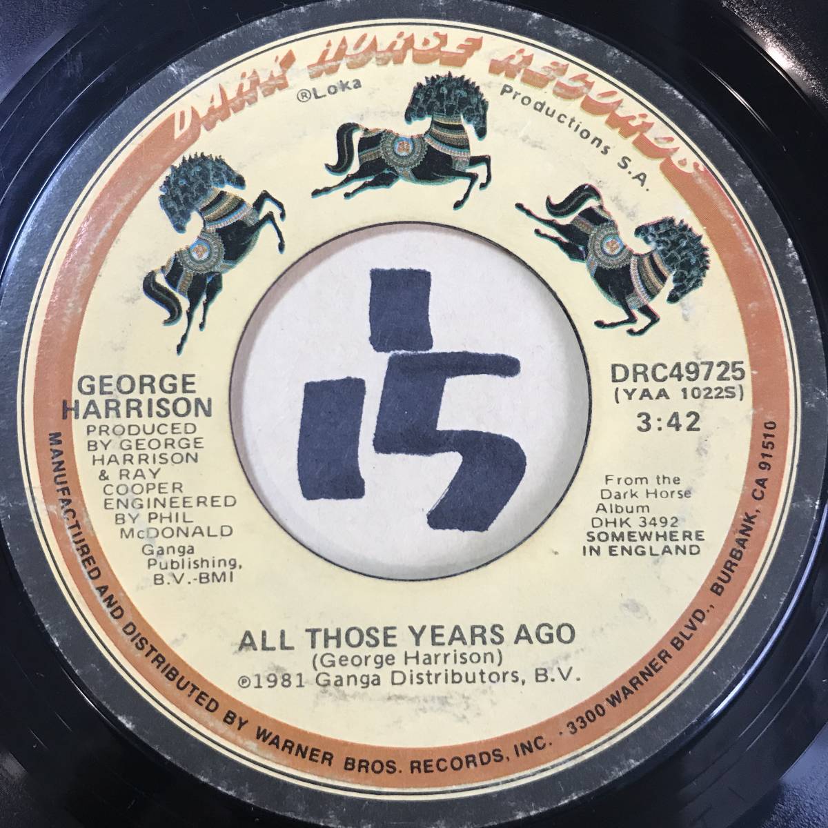 試聴 GEORGE HARRISON ALL THOSE YEARS AGO / WRITING’S ON THE WALL 両面EX ...