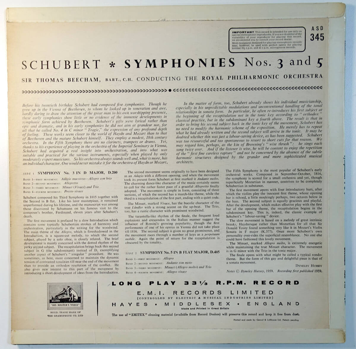 英HMV ASD 345 シューベルト交響曲第3&5番 トーマス ビーチャム(交響曲)｜売買されたオークション情報、yahooの商品情報をアーカイブ公開 - オークファン（aucfan.com）