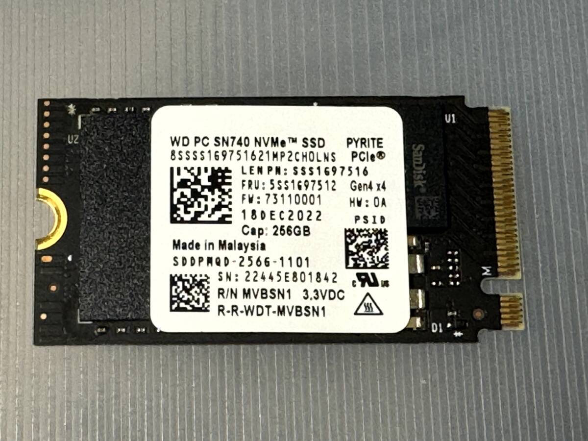 売切 使用15時間 WD SN740 256GB M.2 2230 NVMe PCIe Gen4.0x4 SDDPMQD-256G-1101 2022年12月製造(256GB～)｜売買された ...