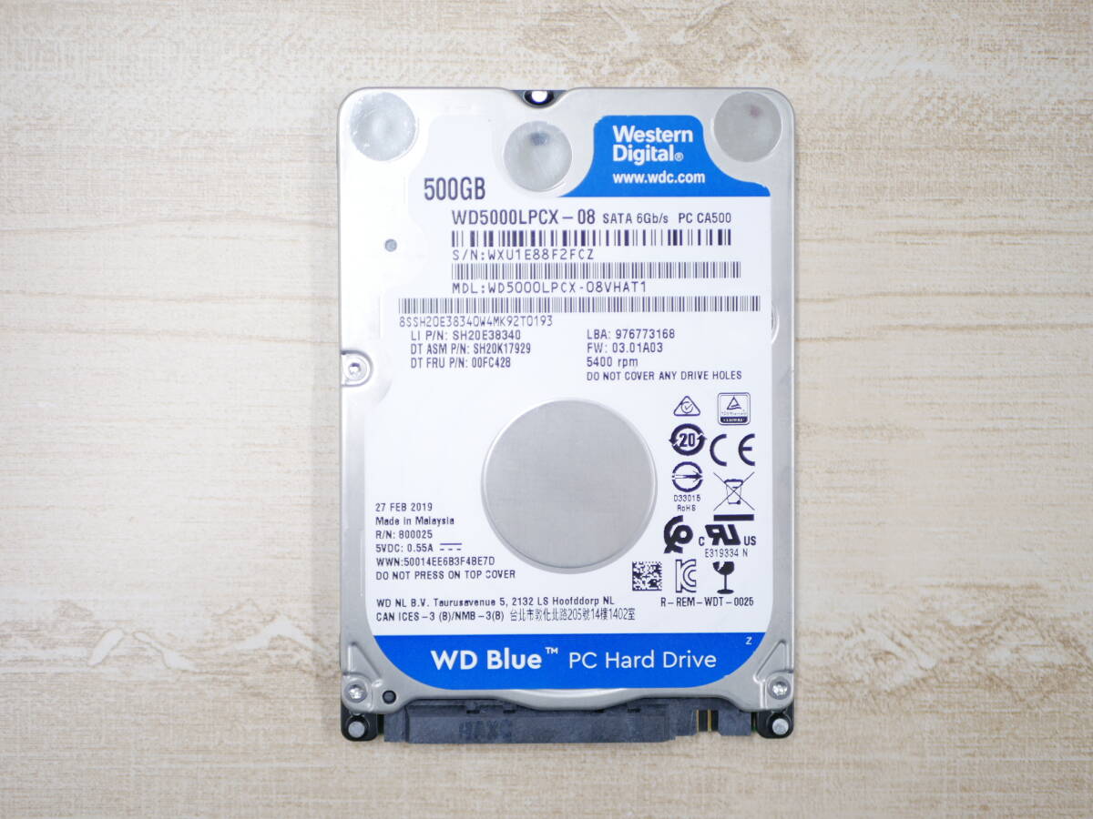 HDD 5台セット Western Digital WD5000LPCX HDD 500GB SATA 5400RPM 16MB 7mm 2. ...