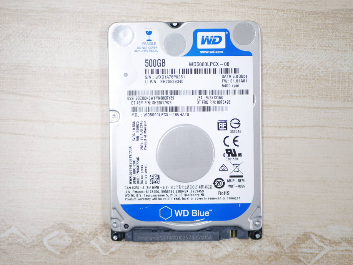 HDD 5台セット Western Digital WD5000LPCX HDD 500GB SATA 5400RPM 16MB 7mm 2. ...