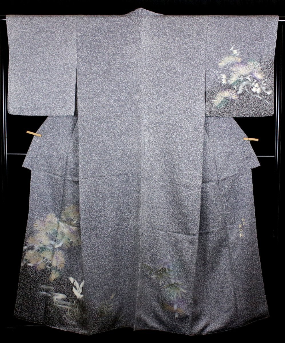 未着用 たたき染訪問着 琳派 松竹梅 鶴文様 金彩銀彩加工 裄：64.5cm e-2136(仕立て上がり)｜売買されたオークション情報、yahooの商品情報をアーカイブ公開 - オークファン ...