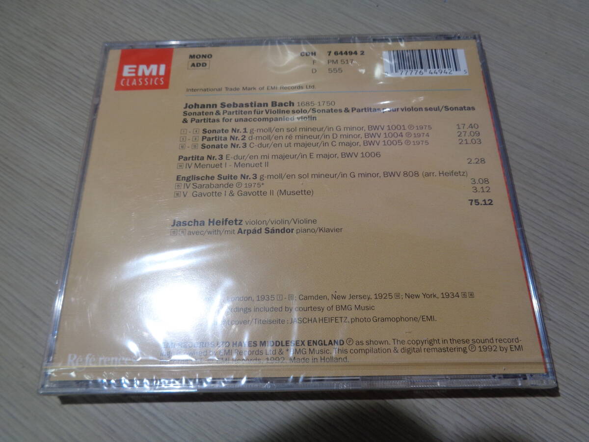/ハイフェッツによるバッハ無伴奏 JASCHA HEIFETZ/BACH:SONATEN & PARTITEN FUR VIOLINE ...