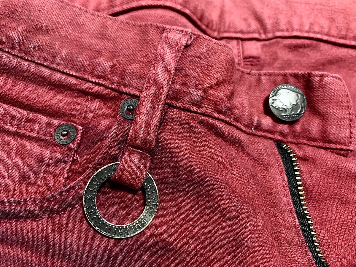 極上:JOHNNY WOLF BUFFALO BOBS .ストレッチ スキニー デニム 2 暗い赤/鬼ヒゲ/W85股下85/裾ジップ拡張/V系 ...