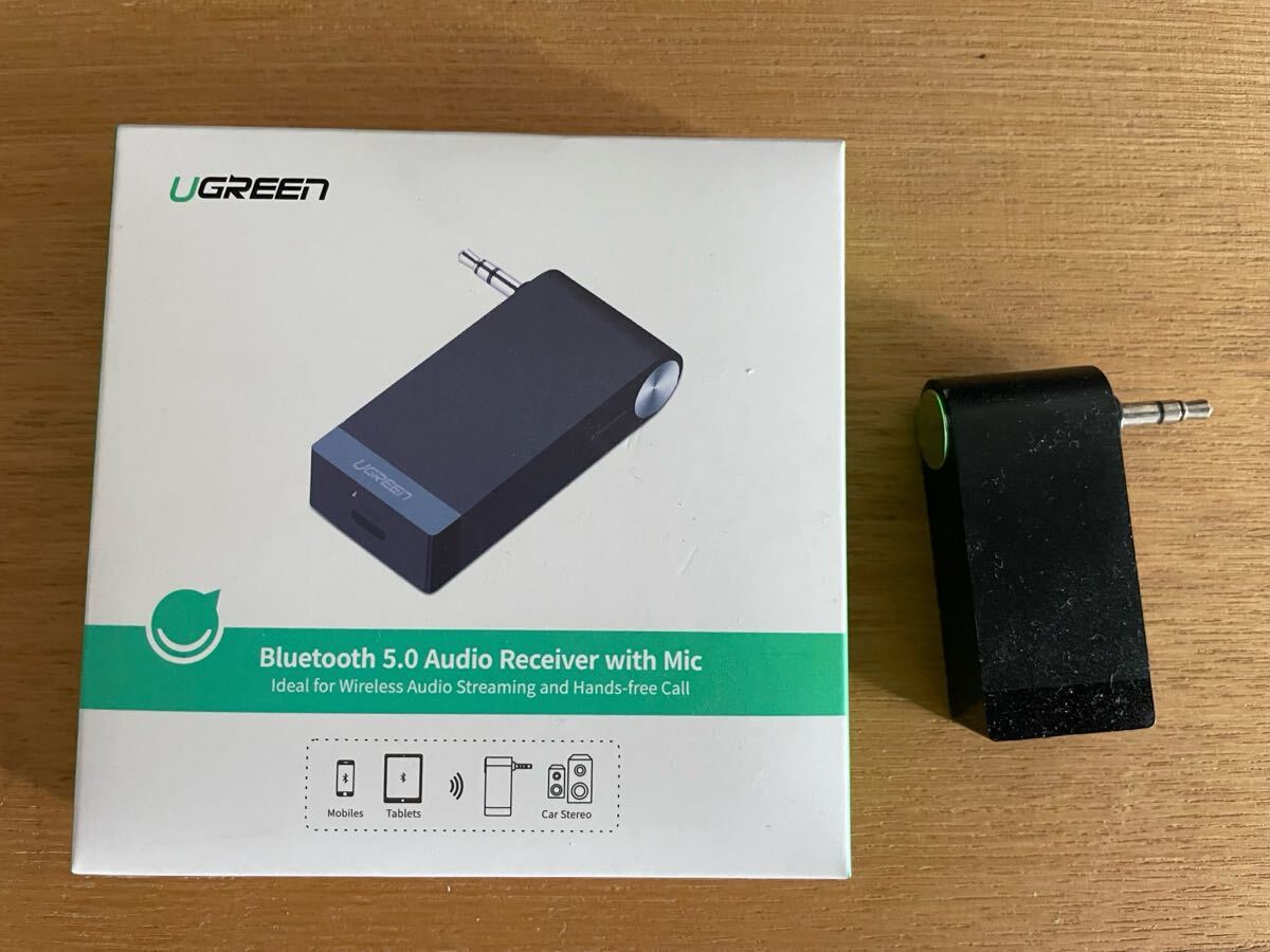 bluetooth 5.0 audio receiver with mic 30348 UGREEN 3.5mm AUX Bluetoothレシーバー カーアクセサリー 車載 トランスミッタ ...