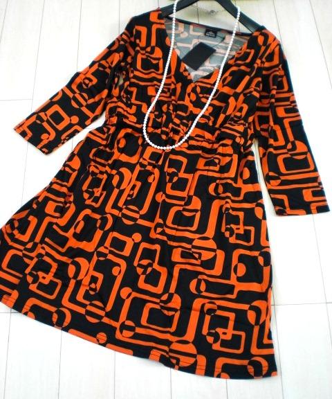 SWEET ROUGE 大人 な七分袖チュニックワンピースM オレンジ黒(Mサイズ)｜売買されたオークション情報、yahooの商品情報を ...