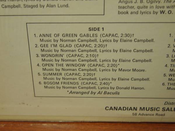 AL BACULIS SINGERS HITS OF ANNE OF GREEN GABLES サバービア(ポピュラーボーカル)｜売買された ...