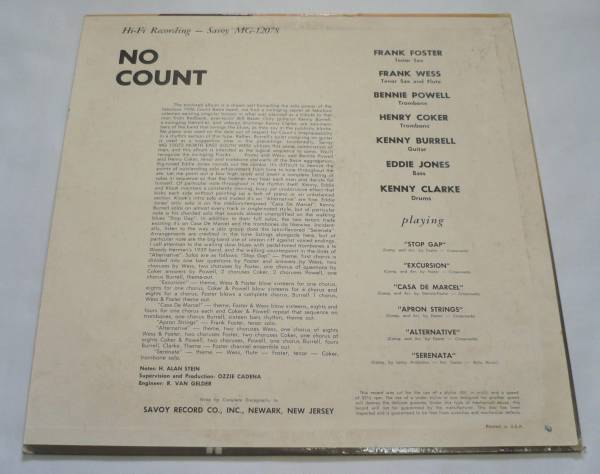 Frank Foster/No 'Count/Savoy MG 12078 手彫RVG Blood 試聴(ジャズ一般)｜売買されたオークション ...