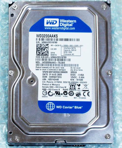 WESTERN DIGITAL WD3200AAKS 320GB 7200rpm SATA300 Used(300GB～)｜売買された ...