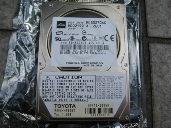 東芝 HDD 20G MK2027GAC カーナビ用HDD ジャンク品(80GB未満)｜売買されたオークション情報、yahooの商品情報を ...
