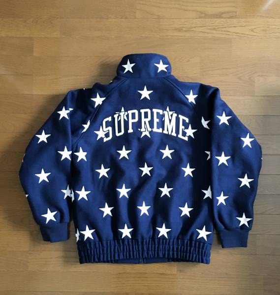 16aw Supreme Stars Zip Stadium Jacket Navy 紺 L 美(ジャンパー、ブルゾン)｜売買された ...