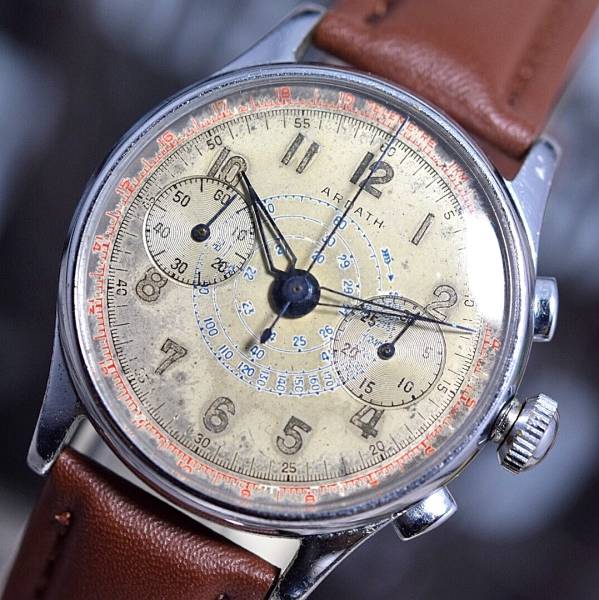 アンティーク Ardathミリタリー クロノグラフLanderonランデロンCal.48 機械式 手巻き 腕時計 1940年代 訳あり ...