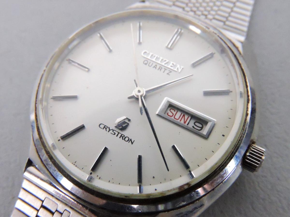 CITIZEN シチズン Crystron クリストロン 4-860306 TA Cal.8620A 17石 クオーツ メンズ腕時計 電池交換 ...