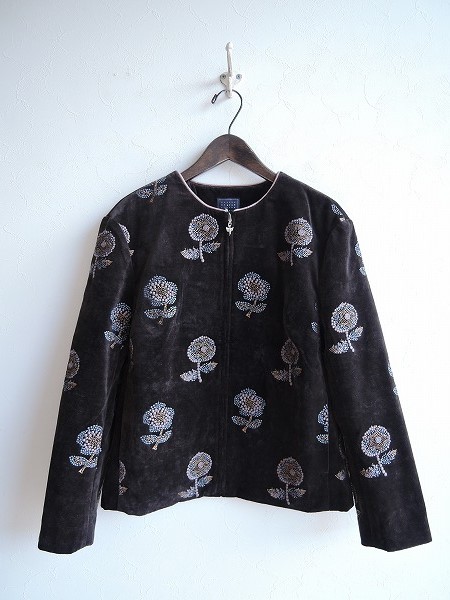 ミナペルホネン mina perhonen chum ベルベット刺繍ジャケット 38コート上着ノーカラーレディース0518 12E81(ミナ ...