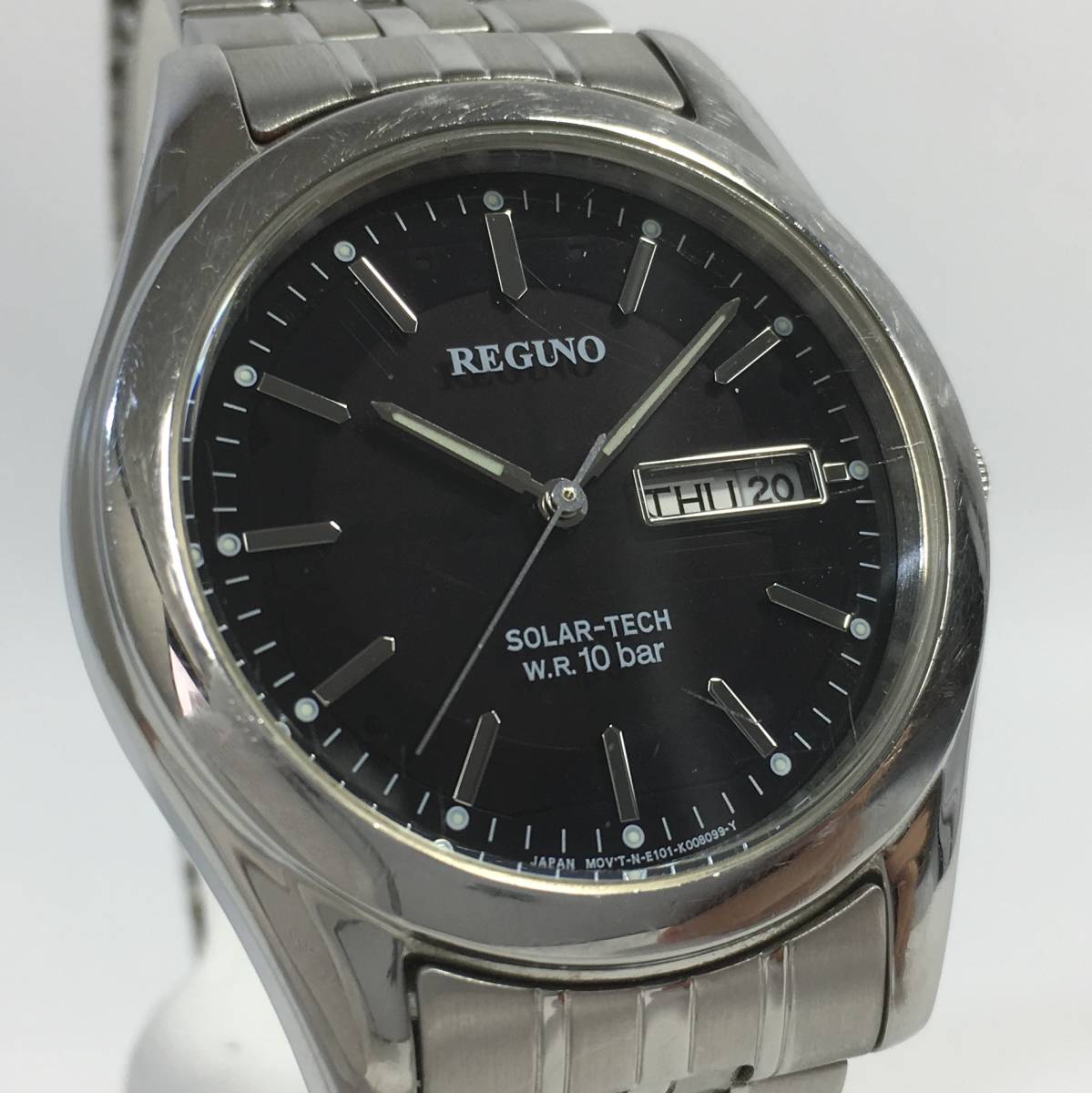 シチズン レグノ メンズ 腕時計 E101-K005299 デイデイト ソーラー CITIZEN REGUNO SOLAR TECH 黒文字盤 SS 稼働品(その他)｜売買されたオークション ...