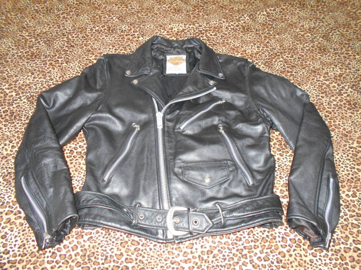 1980S HARLEY DAVIDSON ハーレー ダビッドソン 革ジャン 本革ダブル ライダース ジャケット ビンテージ チョッパー ...