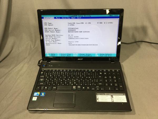 ジャンク acer Aspire 5742-F52D/K Core i5 M480 2.67G 2G 500G(15インチ～)｜売買された ...