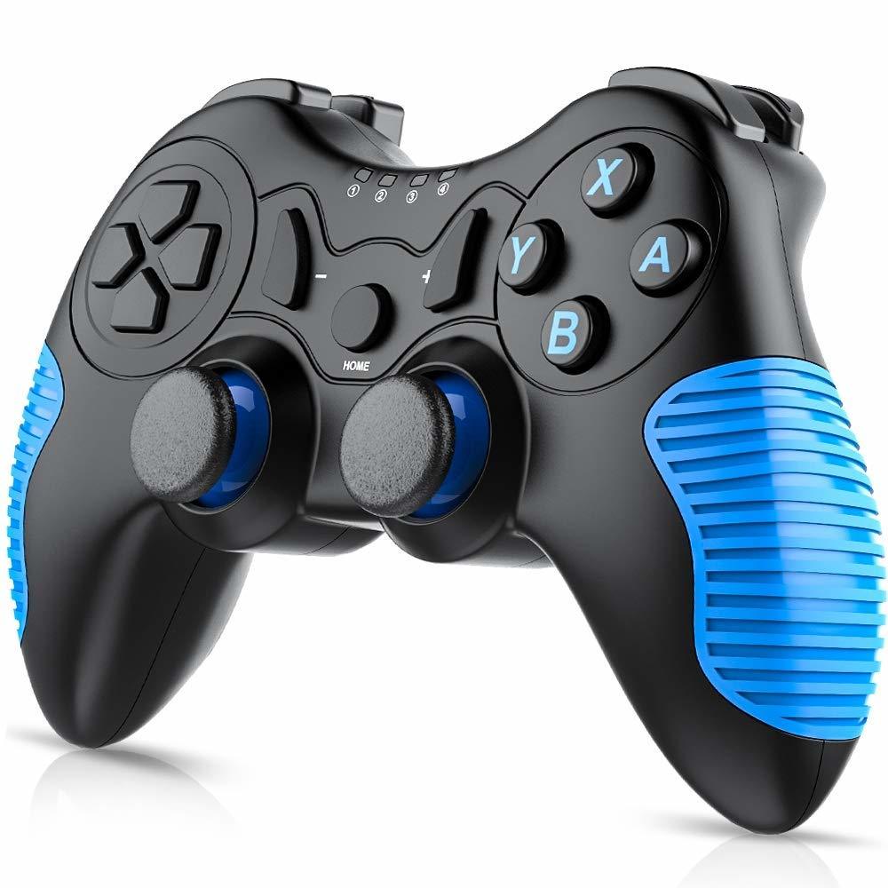 Switch コントローラー 無線 BEBONCOOL Bluetooth 接続 ワイヤレス 任天堂 switch プロコン 対応 デュアルショック Blue V6049(ニンテンドースイッチ ...