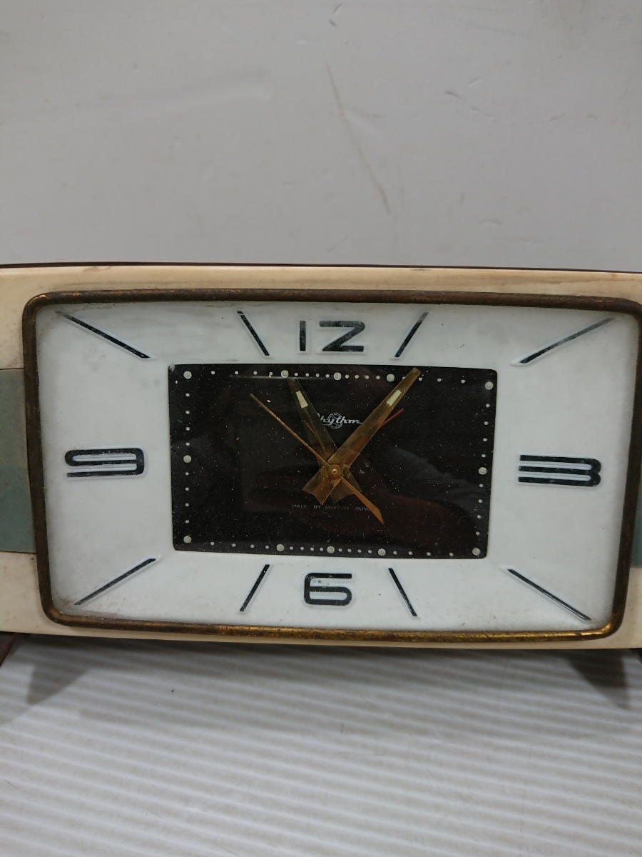 み ゼンマイ置時計 RHYTHM CLOCK SANKYO ORGEL ねじ巻き 手巻き 白鳥の湖のオルゴール インテリア 昭和レトロ 古い ...