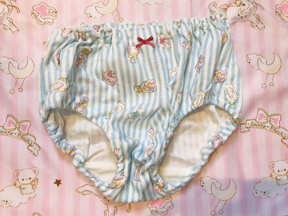 JS 小学生 ジャンク 難あり 記名 春用 女の子向け 綿100% パンツ ショーツ ちびパン たんす整理品 エコリボン スイーツ柄 ...