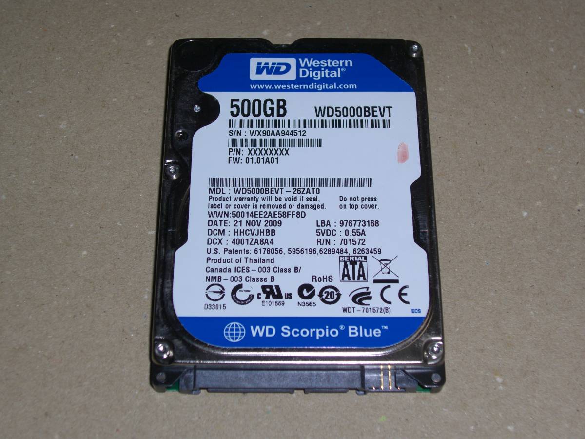 WesternDigital WD5000BEVT 500GB SATA2.5インチ 9.5mm 使用1126時間(500GB～)｜売買された ...