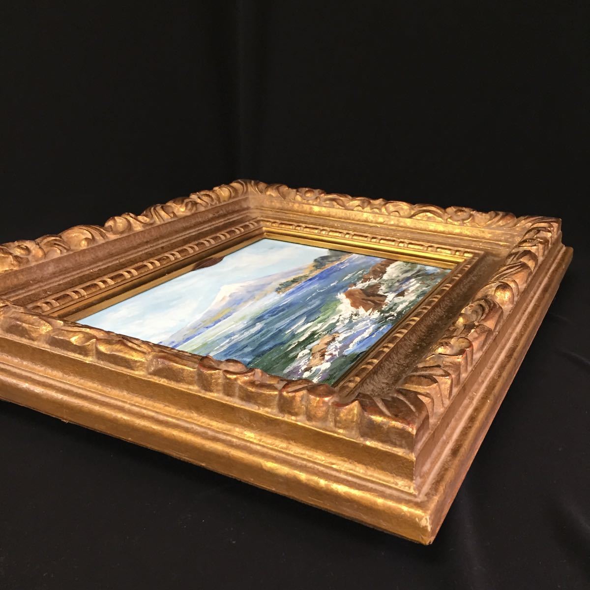 395 油絵 西田作 Y.nishida 大瀬崎海岸から富士山を望む F4 3535(自然、風景画)｜売買されたオークション情報、yahooの ...
