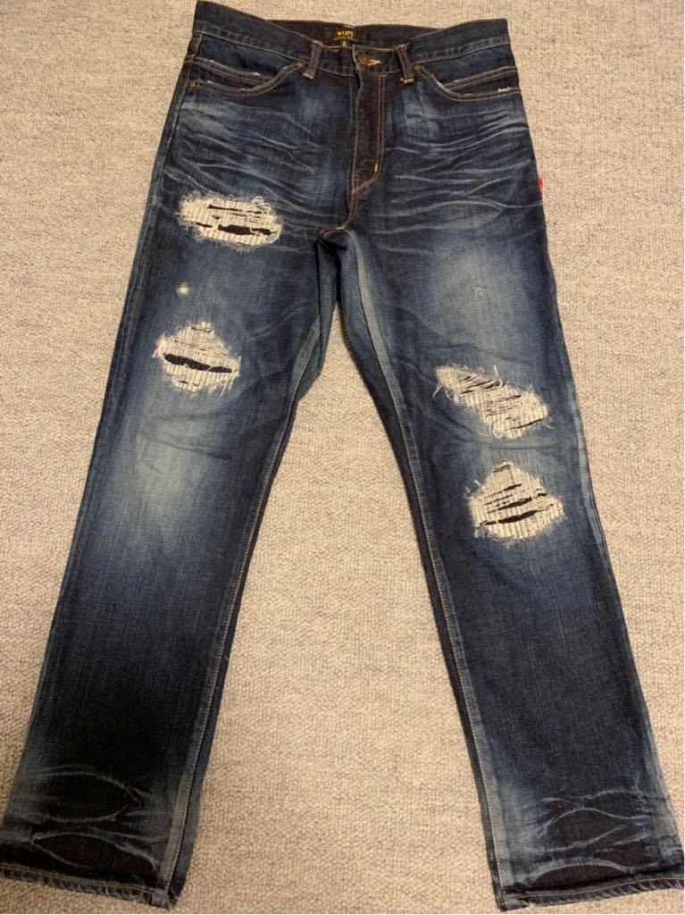 名作 WTAPS 2015aw COLLECTION BLUES VERY SKINNY TRASH DENIM PANTS M size ...