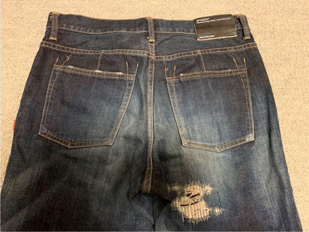 名作 WTAPS 2015aw COLLECTION BLUES VERY SKINNY TRASH DENIM PANTS M size ...