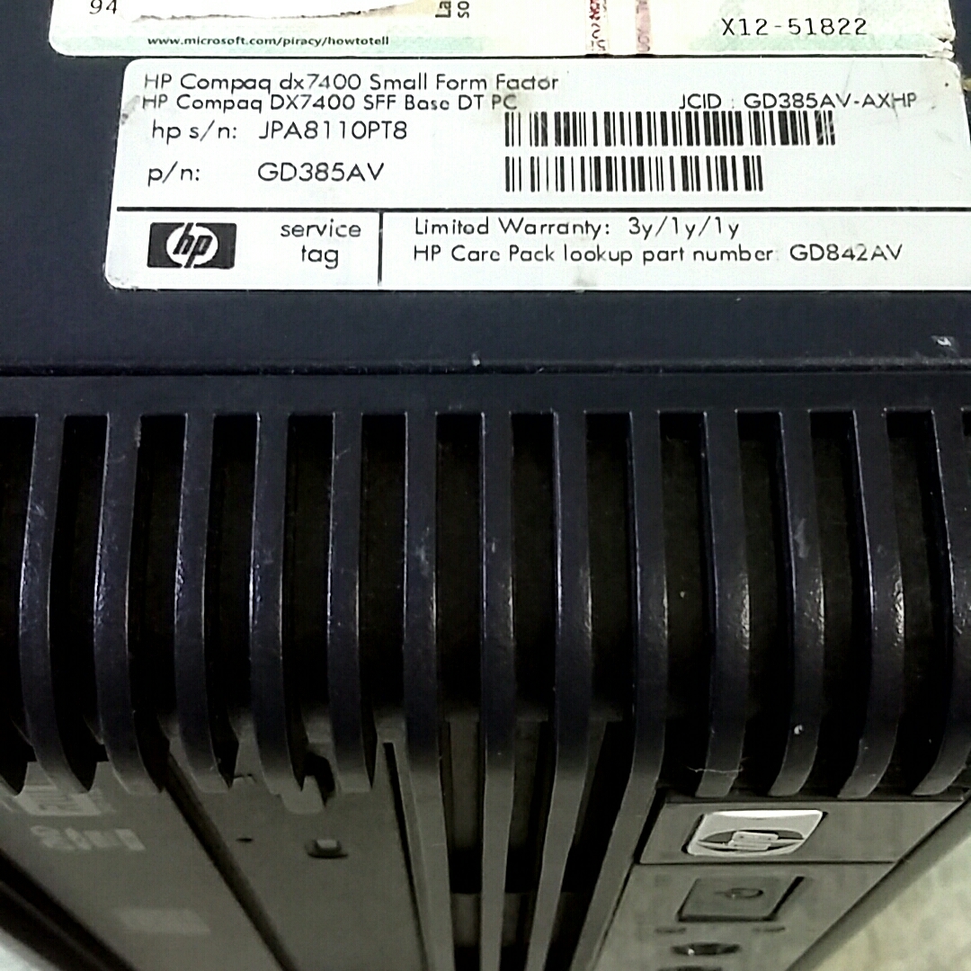 激安 HP Compaq dX7400 Core 2Duo E6850 2コア/メモリ2GB/HDD320GB/マルチ/office ...
