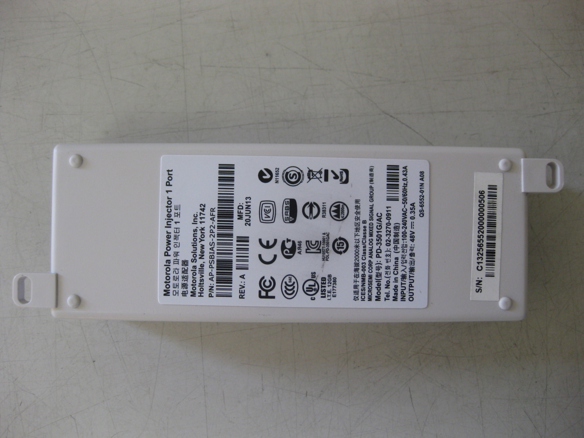 Motorola Power Injector 1 Port AP-PSBIAS-2P2-AFR PD-3501G/AC PoE給電装置 3 ...