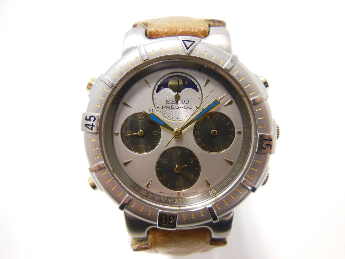 H0110-232 2062 腕時計 セイコー プレサージュ 7T36-6A60 SEIKO PRESAGE ムーンフェイス クォーツ ...