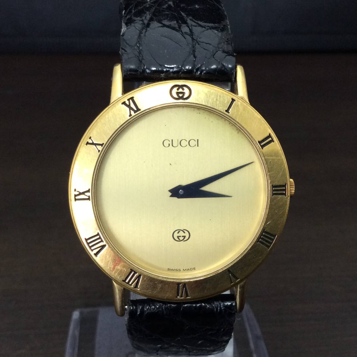 ψ167530 グッチ/GUCCI 3000M GGロゴ ゴールド文字盤 メンズ腕時計(男性用)｜売買されたオークション情報、yahooの商品情報をアーカイブ公開 - オークファン ...
