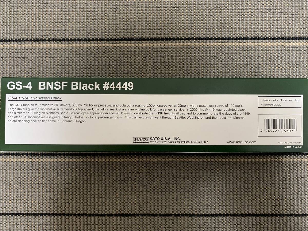 KATO USA レア 126-0312 N GS-4 BNSF Black #4449 Nゲージ 蒸気機関車(外国車輌)｜売買された ...