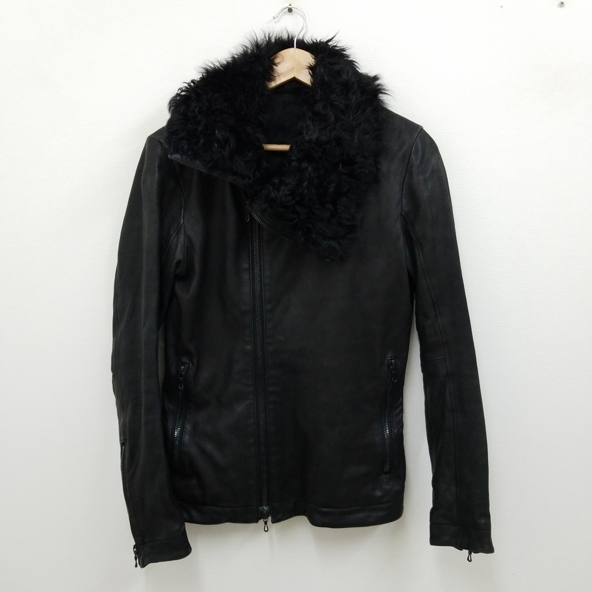 SHELLAC シェラック レザージャケット ライダース 46 M相当 ブラック ラムレザー 羊革 スタイリッシュ(ジャケット、上着)｜売買されたオークション情報、yahooの商品情報を ...