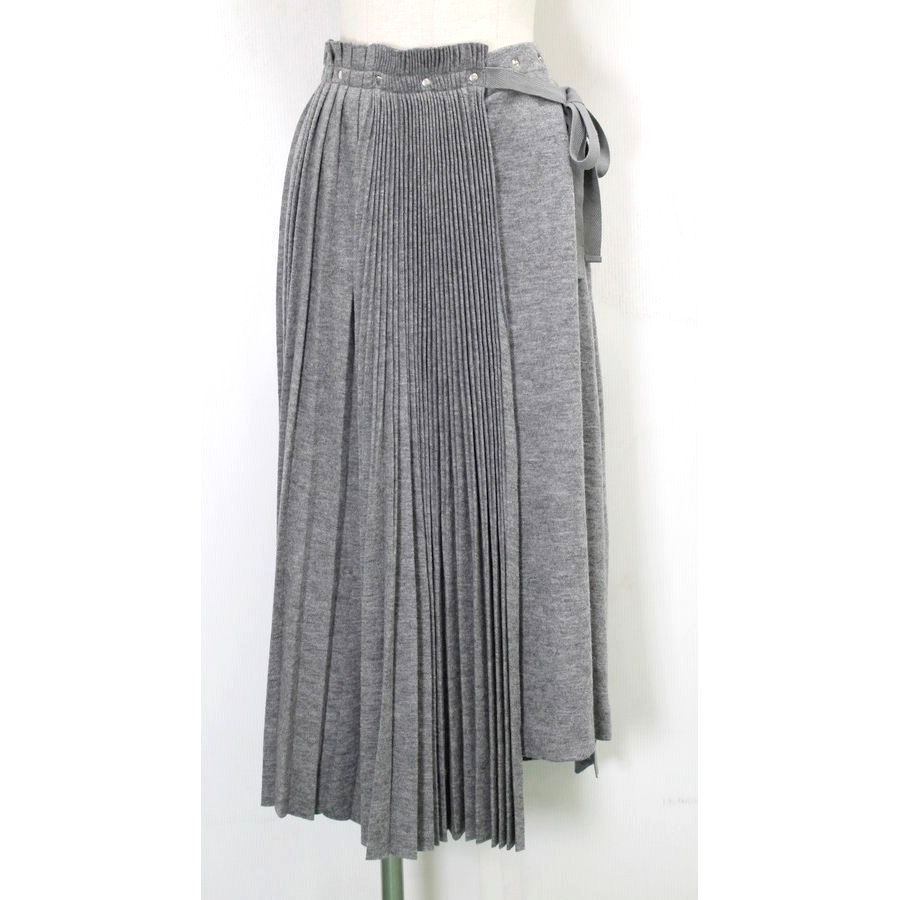 E29 ZUCCa ズッカ 2way ロング プリーツ スカート レディース ボトムス M グレー ウール混 膝下 ミモレ丈 アシンメトリー フレア タイト(プリーツスカート（ロング）)｜売買 ...