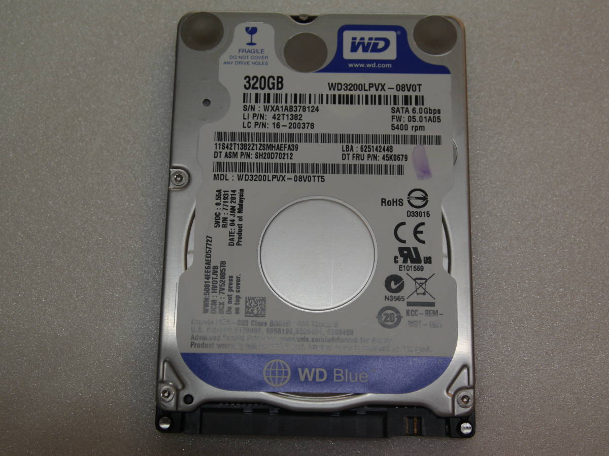 WDC WD3200LPVX-080TT5 8124 320GB sata 2.5 HDD 7mm(300GB～)｜売買されたオークション情報 ...